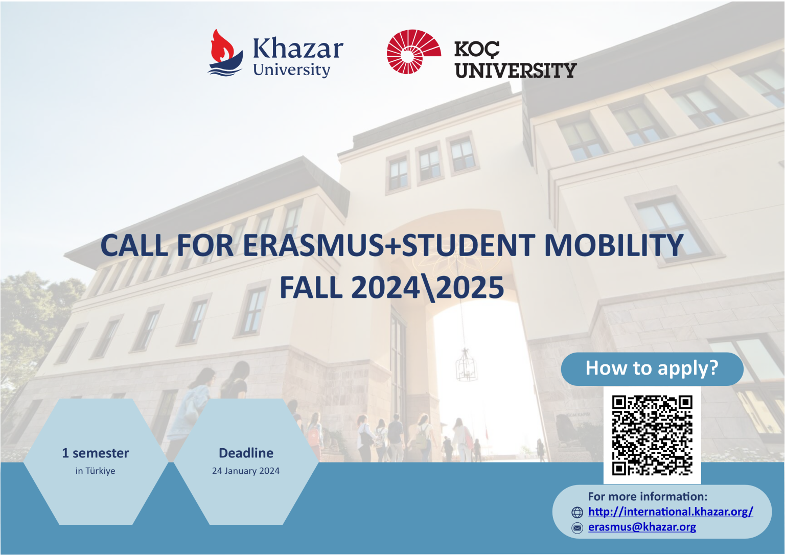 ERASMUS+ STUDENT MOBILITY FOR Koc University, Turkiye 2024-2025 Fall ...