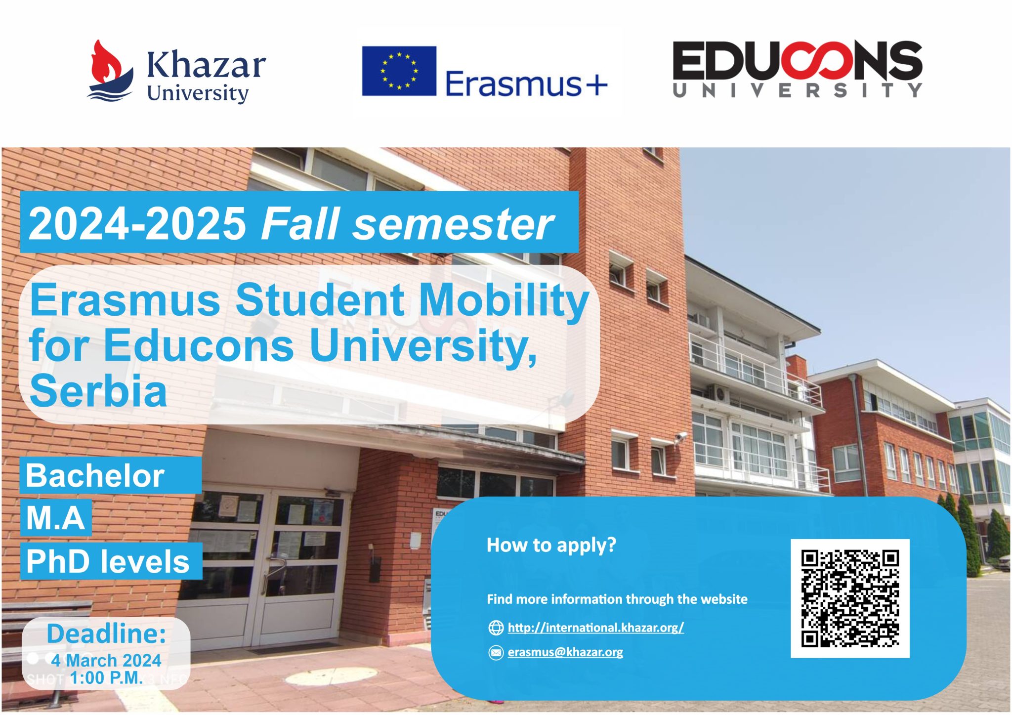 ERASMUS+ STUDENT MOBILITY FOR Educons University, Serbia 2024-2025 Fall ...